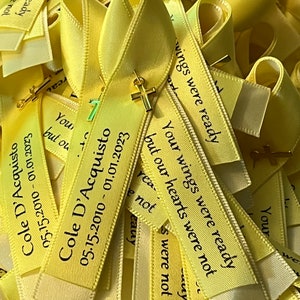 Custom Memorial Ribbons Pinned and Ready to Wear , Baptism Favors ...
