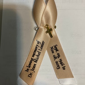 Custom Memorial Ribbons Pinned and Ready to Wear , Baptism Favors ...
