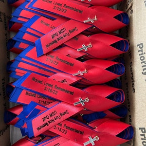 Custom Memorial Ribbons Pinned and Ready to Wear , Lapel Ribbons ...