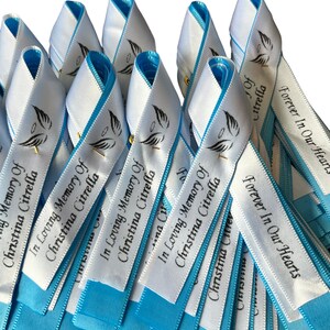 Custom Memorial Ribbons Pinned and Ready to Wear , Baptism Favors ...