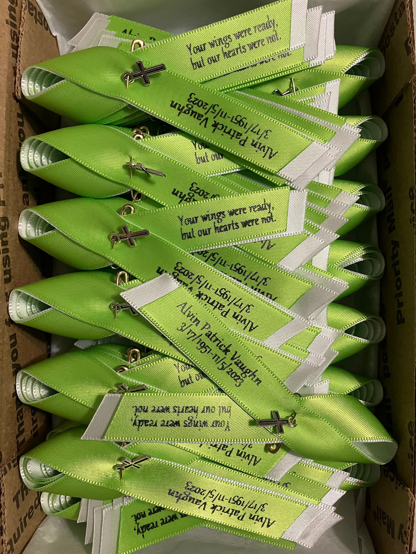 Custom Memorial Ribbons Pinned and Ready to Wear , Lapel Ribbons ...