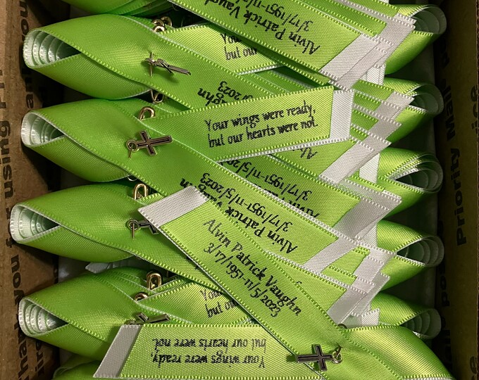 Custom Memorial Ribbons Pinned and Ready to Wear , Lapel Ribbons ...