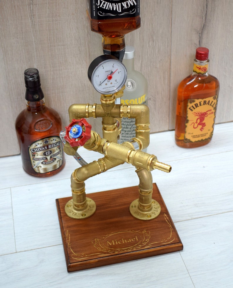 Fireman Firefighter Whiskey Dispenser, Steampunk Handcrafted Industrial ...