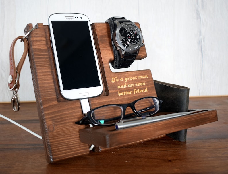 Cell Phone Dock Wooden Docking Station Wood Docking Station | Etsy