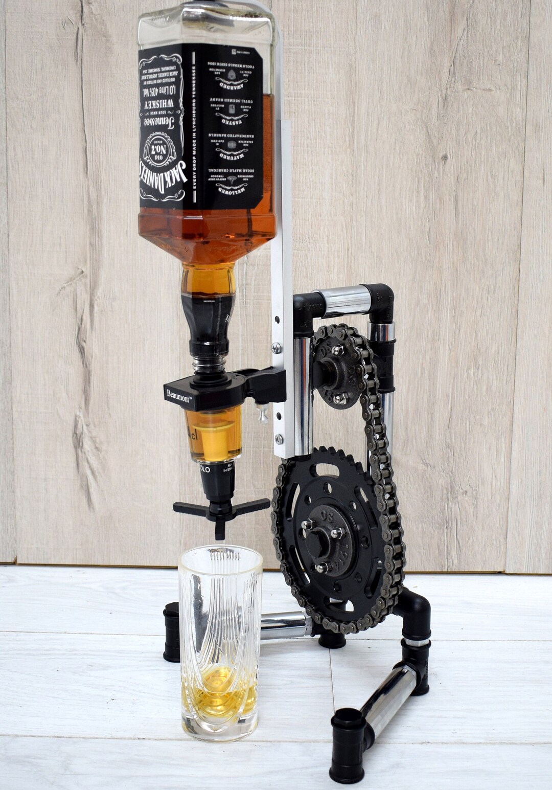 Motorcycle Chain Art, Man Cave Whiskey Dispenser. Chain Model. - Etsy
