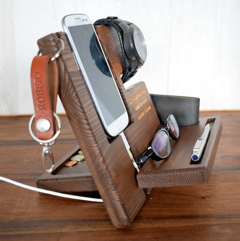 Cell Phone Dock Wooden Docking Station Wood Docking Station | Etsy