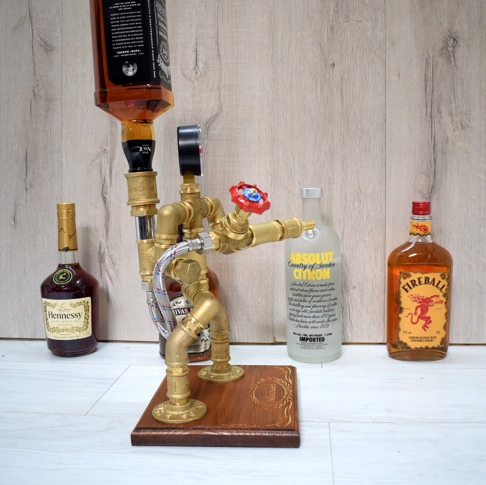 Fireman Firefighter Whiskey Dispenser, Steampunk Handcrafted Industrial ...