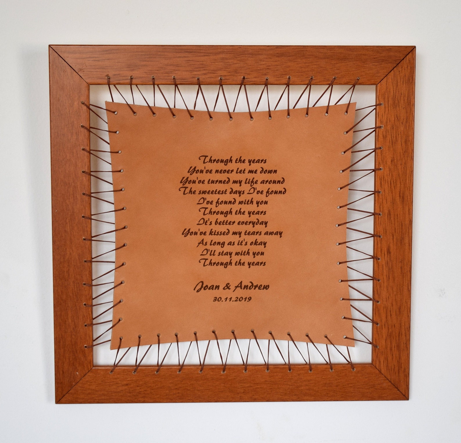 Wall Art Framed Personalized Wall Decor Message on Leather. | Etsy