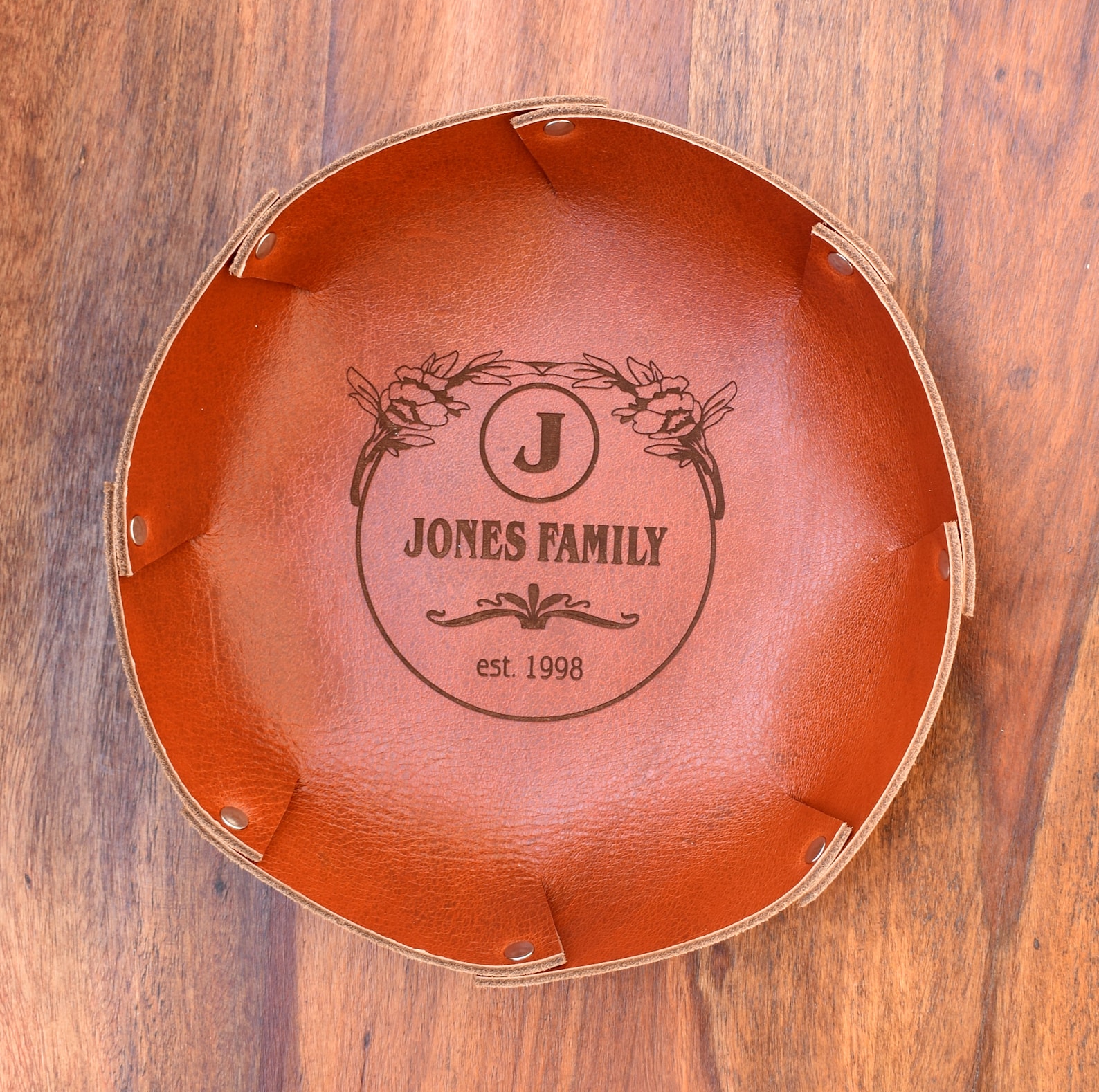 Monogrammed Leather Tray With Your Family Name/ Personalized | Etsy