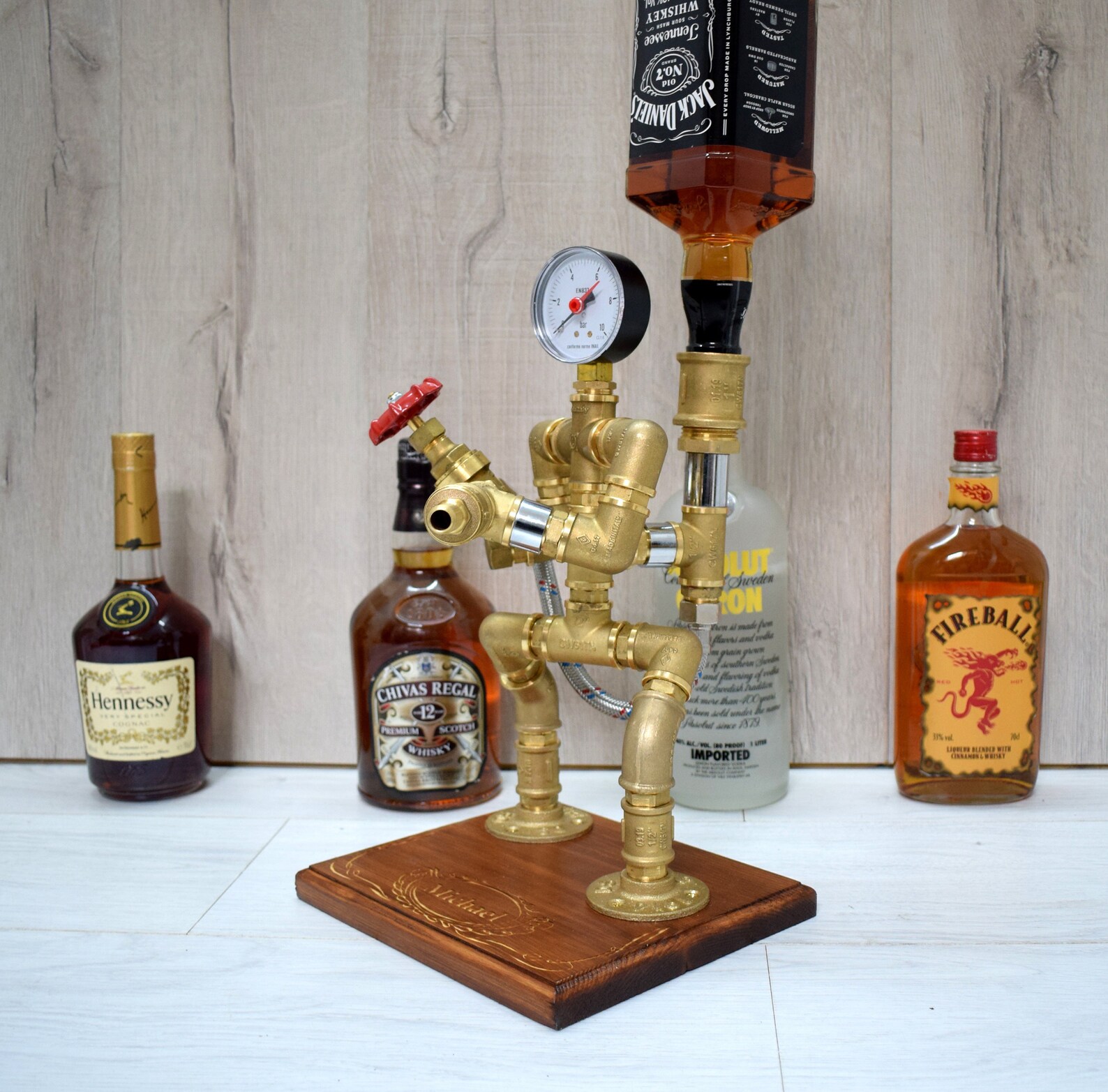 Fireman Firefighter Whiskey Dispenser, Steampunk Handcrafted Industrial ...