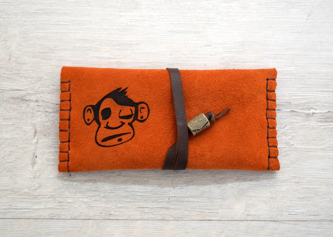 Leather Tobacco Bag, Leather Tobacco Pouch, Monkey Engraved Leather ...