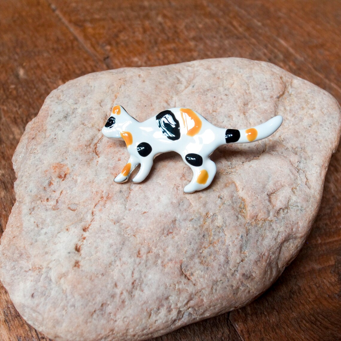 Enamel Calico Cat Pin - Etsy