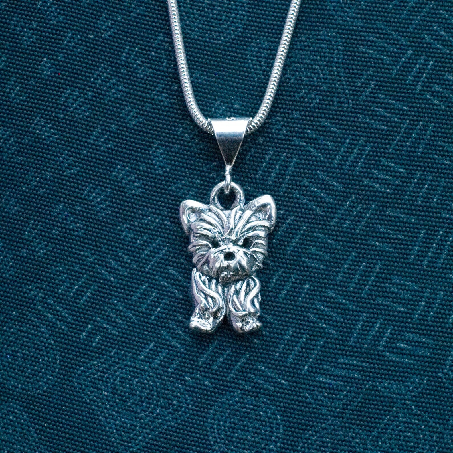 Sterling Silver Yorkie Puppy Pendant Yorkshire Terrier Charm | Etsy