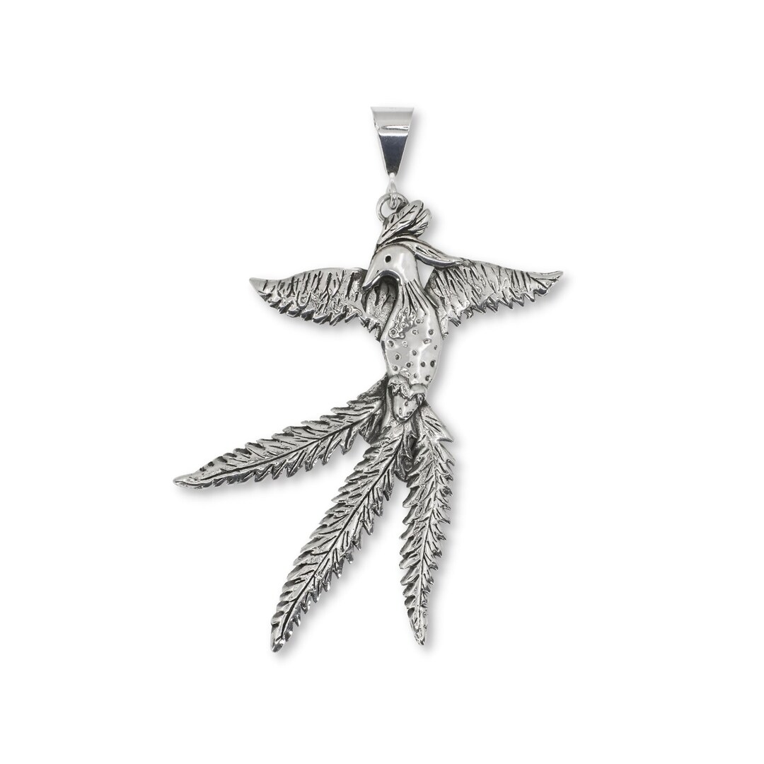 Phoenix Bird Pendant in Sterling Silver - Etsy