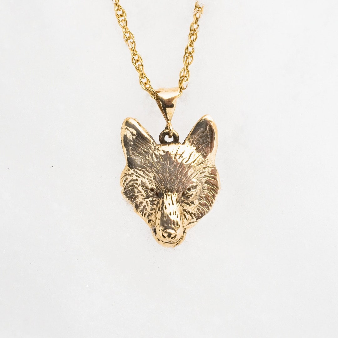 Wolf Pendant 14K Solid Gold - Etsy
