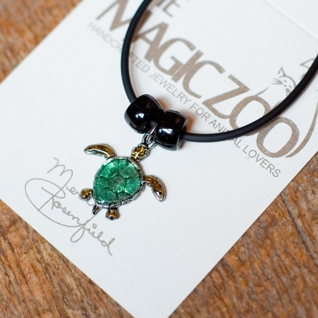 Enamel Green Sea Turtle Necklace - Etsy