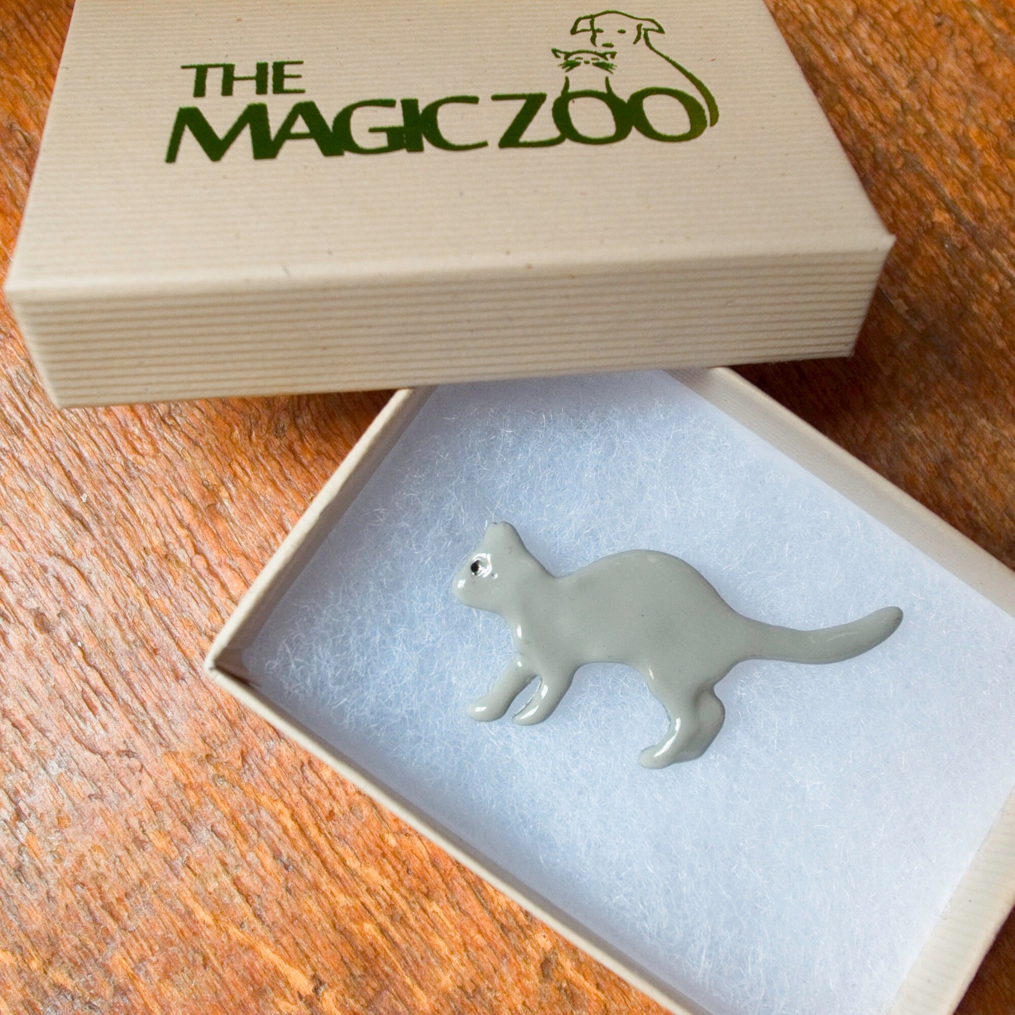 Enamel Grey Cat Pin - Etsy