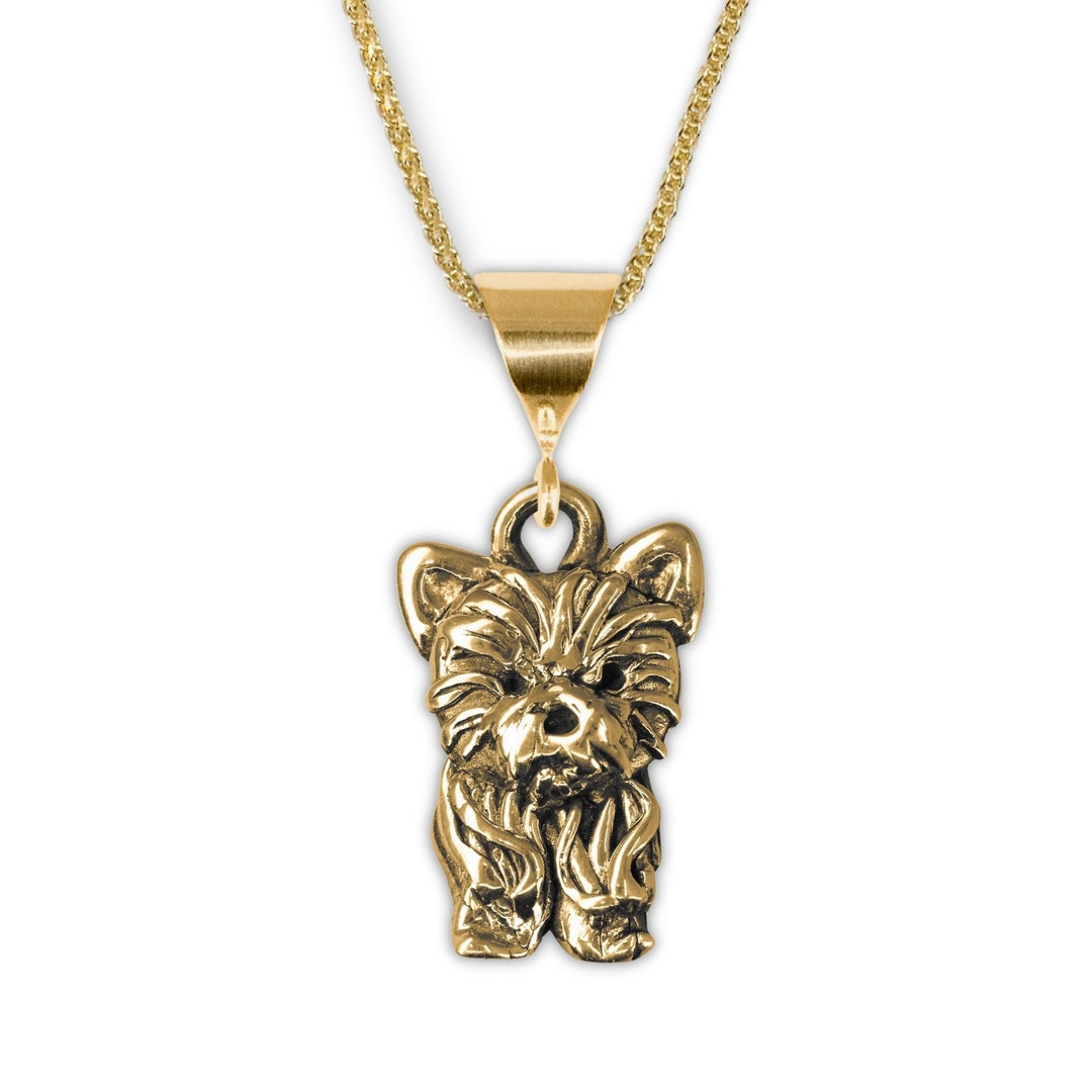 Yorkie Pendant in 14K Solid Gold - Etsy