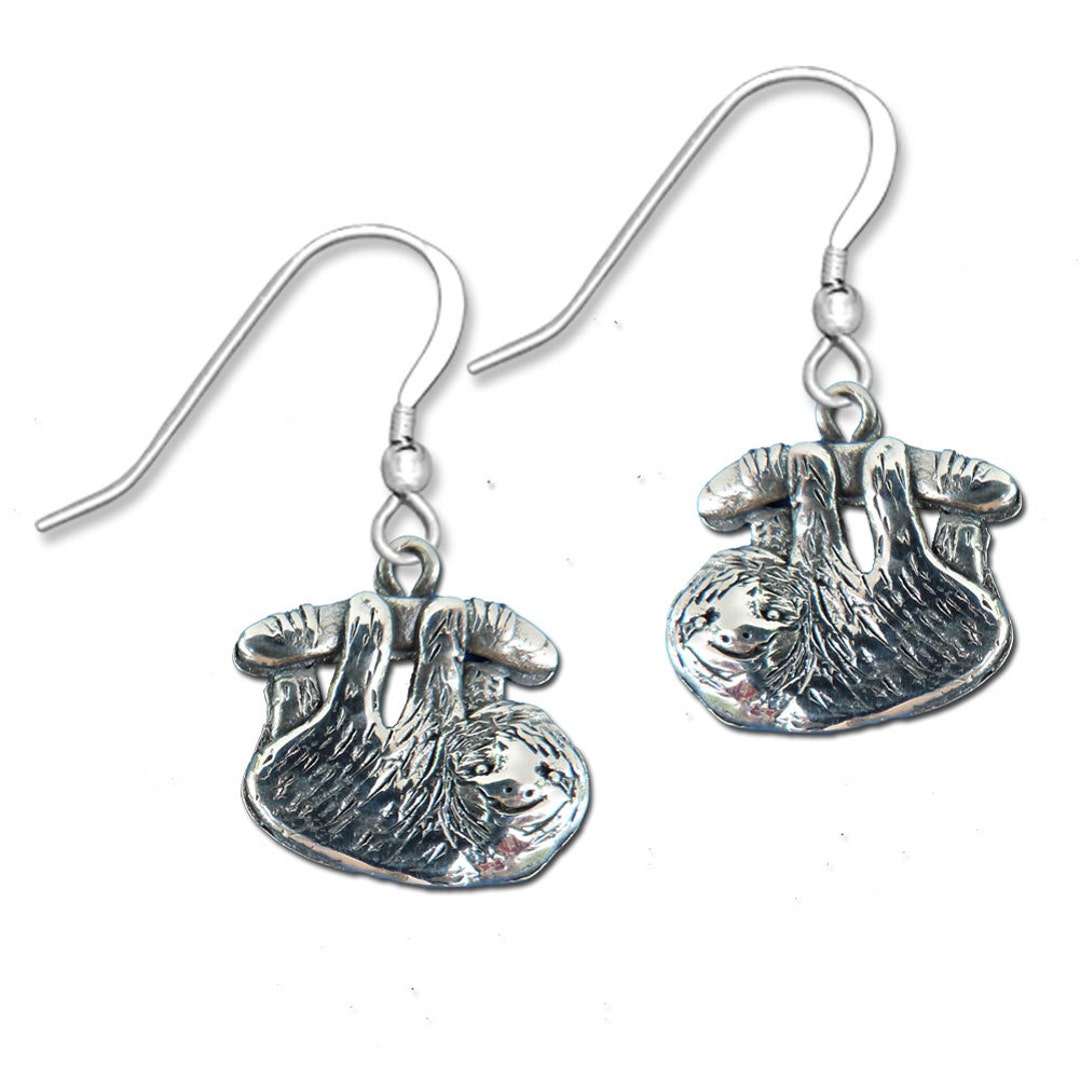 Sloth Earrings Sterling Silver Etsy Uk