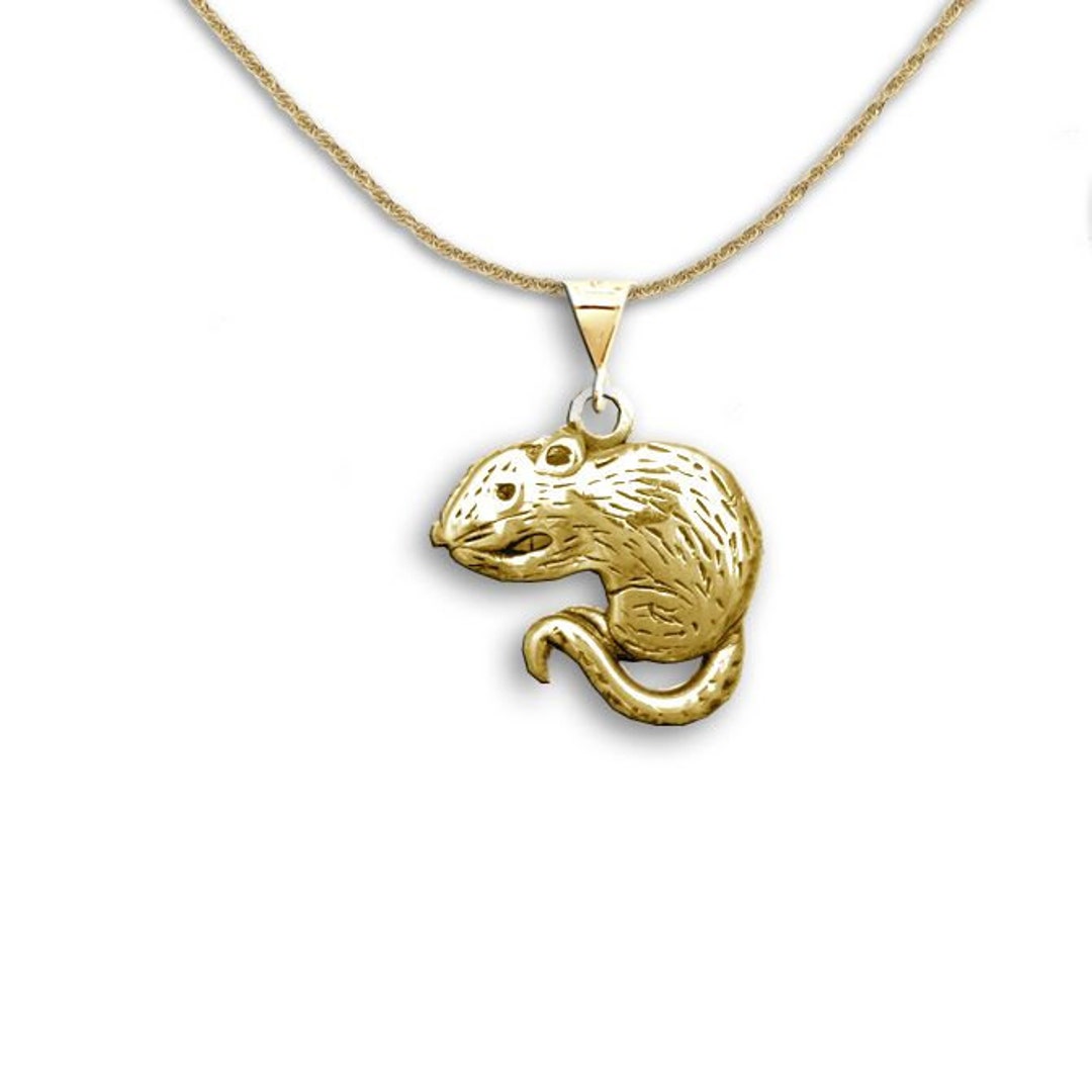 Rat Pendant 14K Solid Gold - Etsy