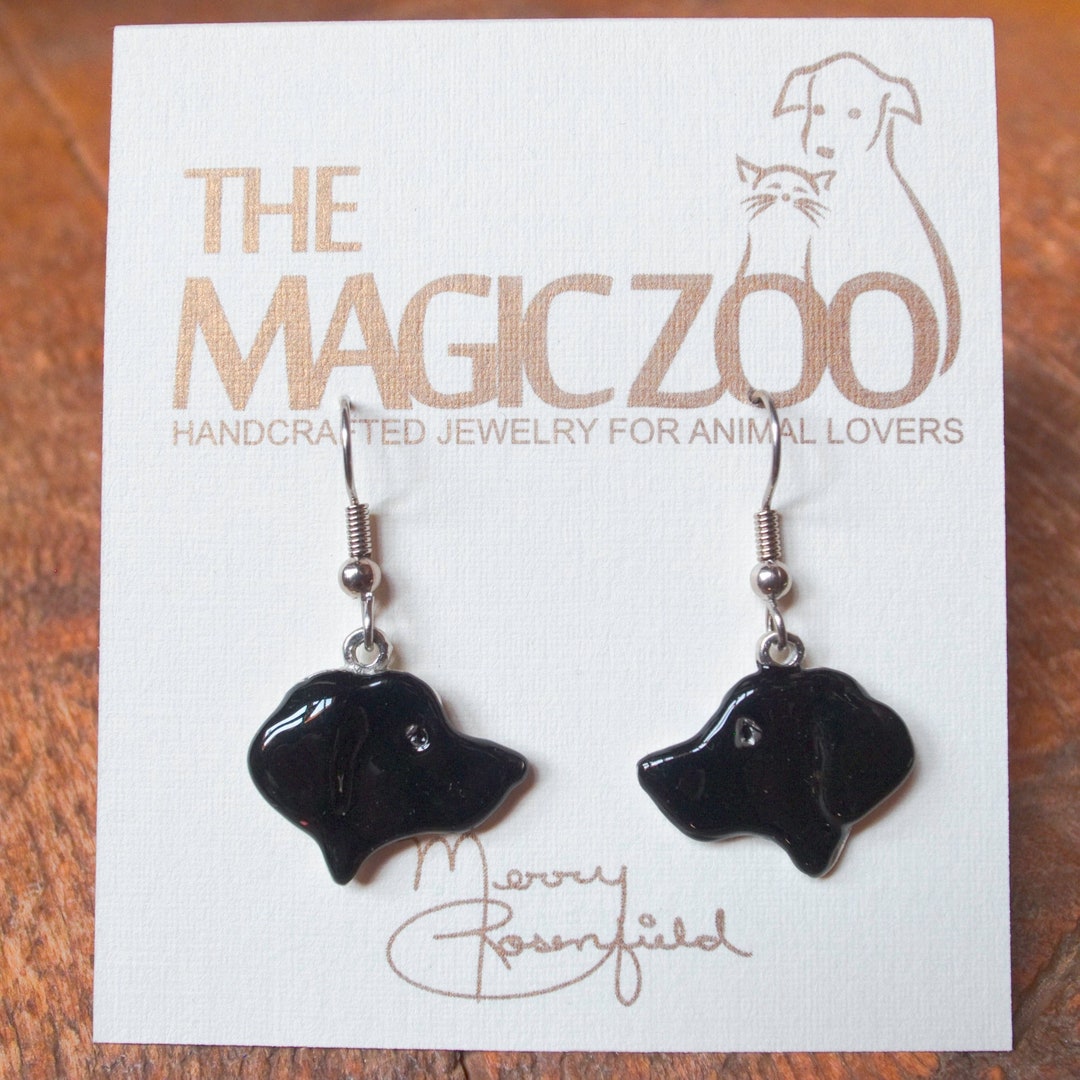 Enamel Black Labrador Retriever Earrings - Etsy