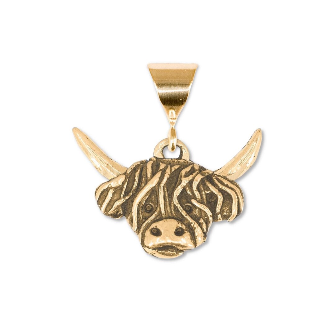 Highland Cow Pendant in 14K Solid Gold - Etsy