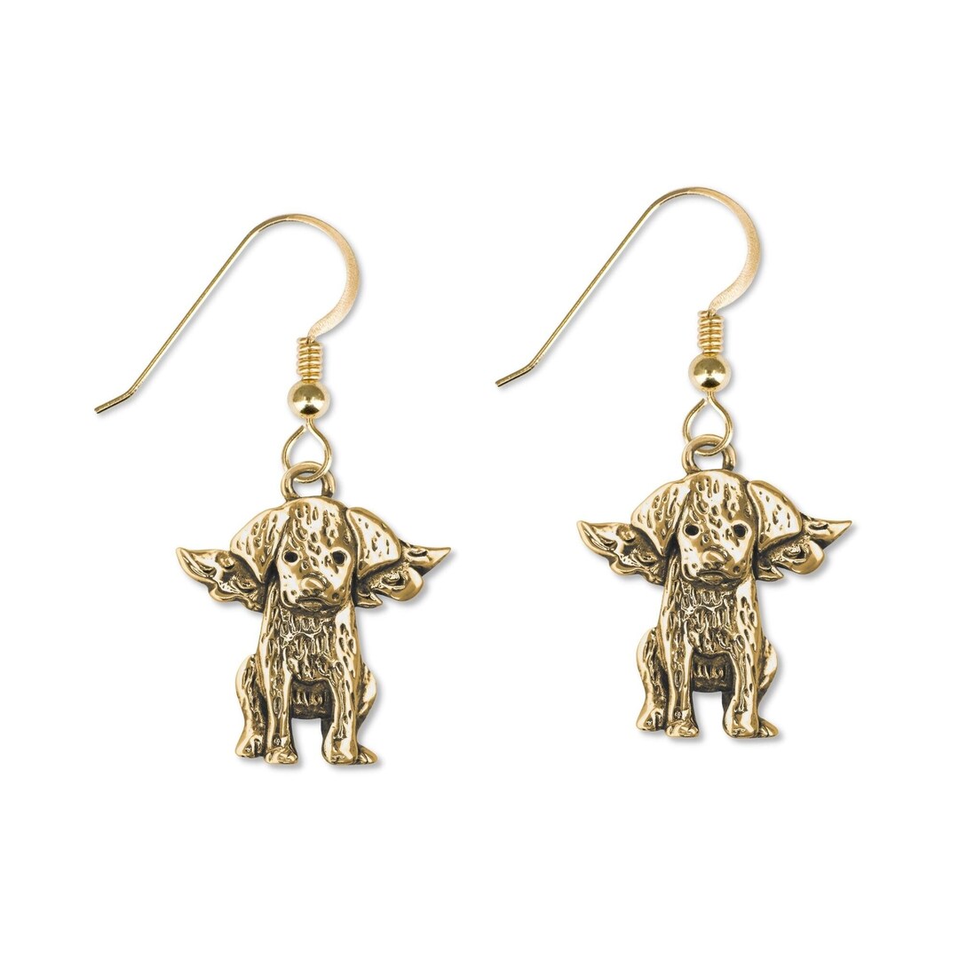 Labrador Retriever Angel Earrings in 14K Solid Gold - Etsy