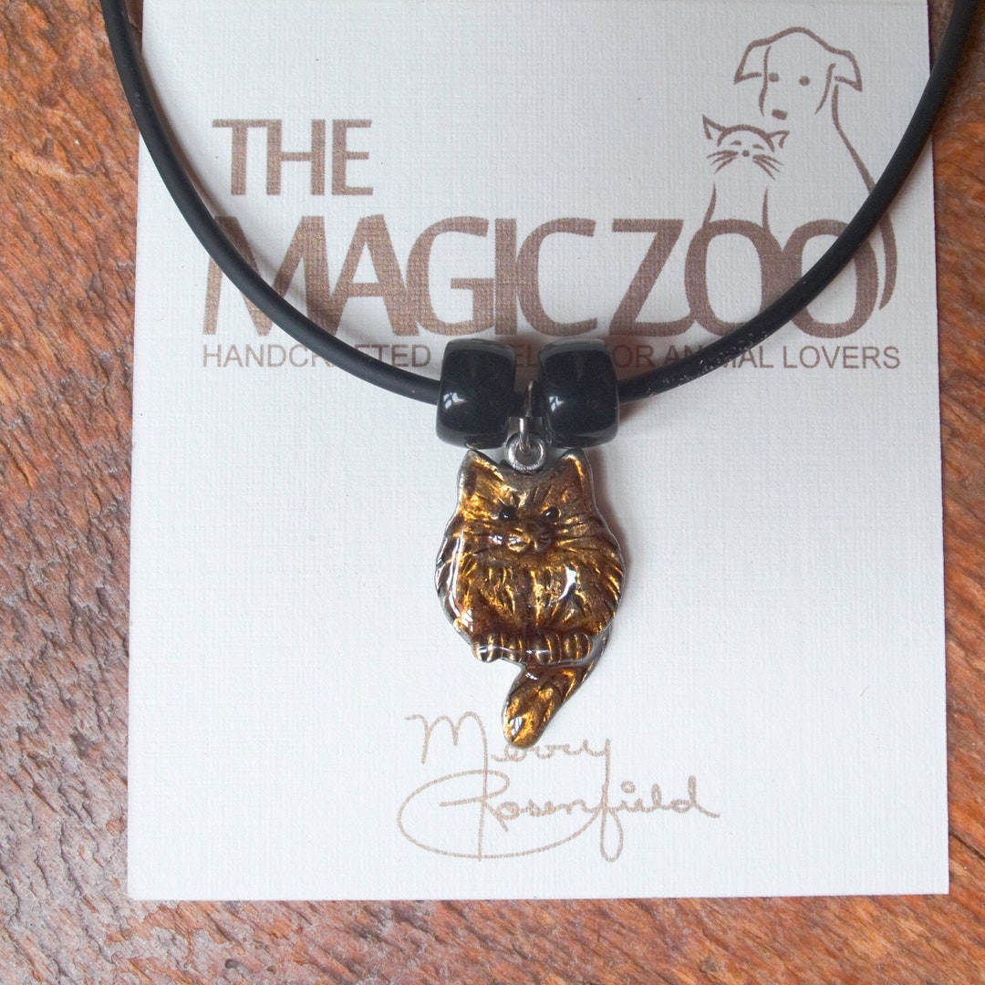 Enamel Brown Fat Cat Necklace - Etsy