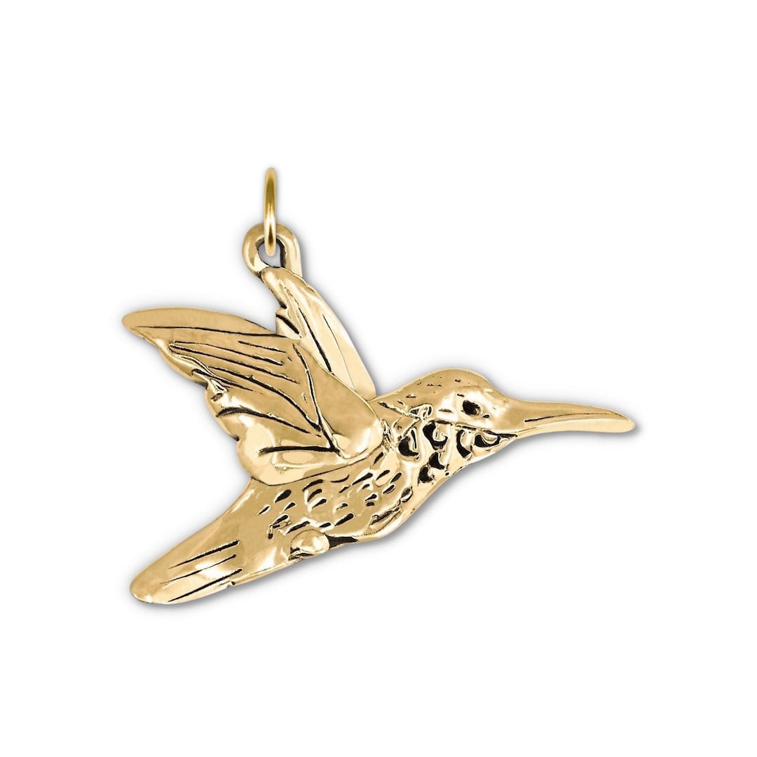 Hummingbird Charm for Charm Bracelet in 14K Solid Gold - Etsy