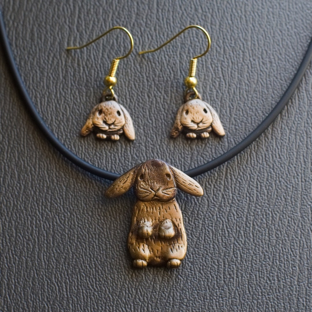 Bronze Lop Eared Rabbit Jewelry Set - Etsy