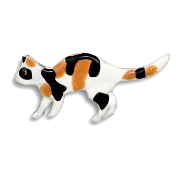 Enamel Calico Cat Pin - Etsy