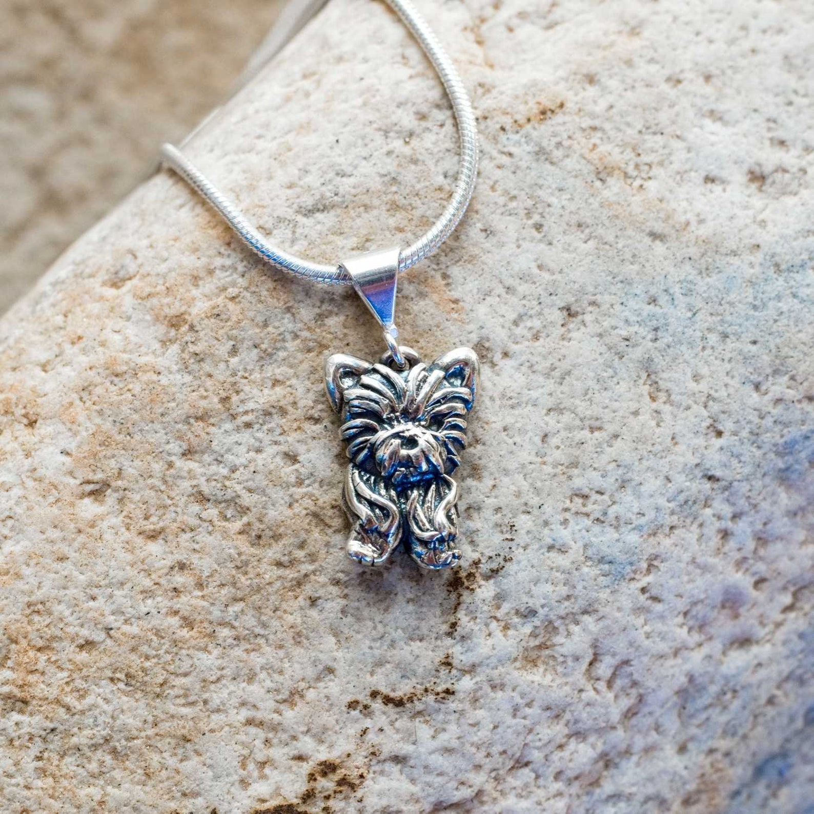 Sterling Silver Yorkie Puppy Pendant Yorkshire Terrier Charm - Etsy