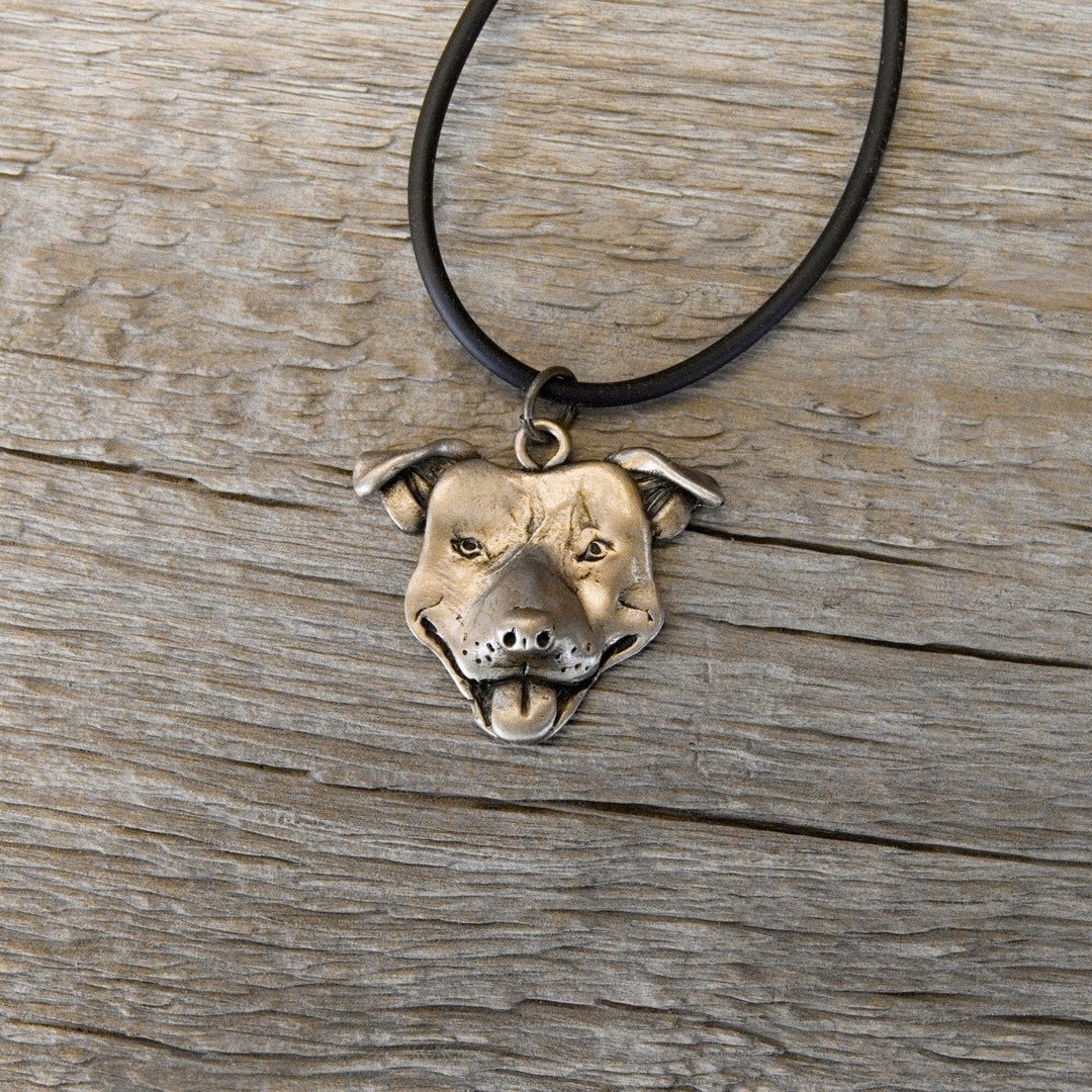 Bronze Happy Pit Bull Necklace - Etsy