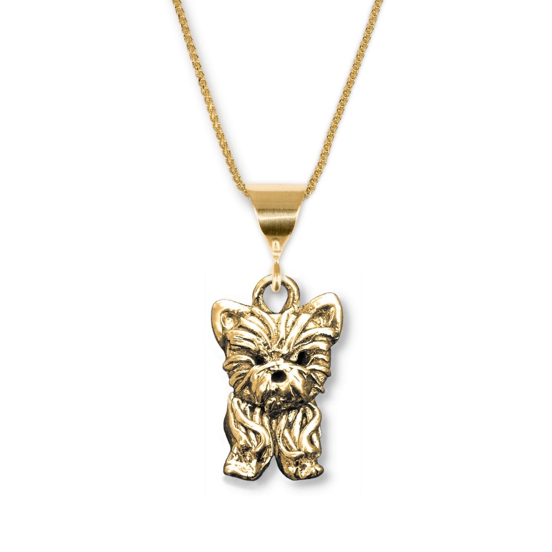Yorkie Pendant in 14K Solid Gold - Etsy