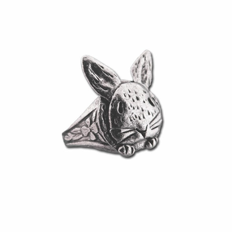 Pewter Bunny Adjustable Ring - Etsy