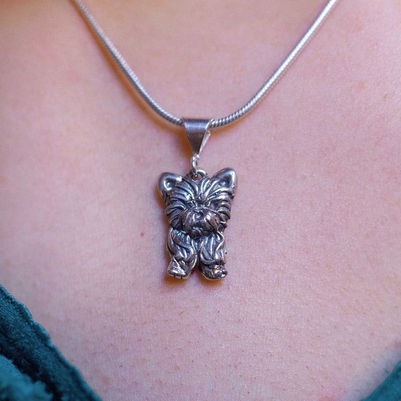 Sterling Silver Yorkie Puppy Pendant Yorkshire terrier charm | Etsy