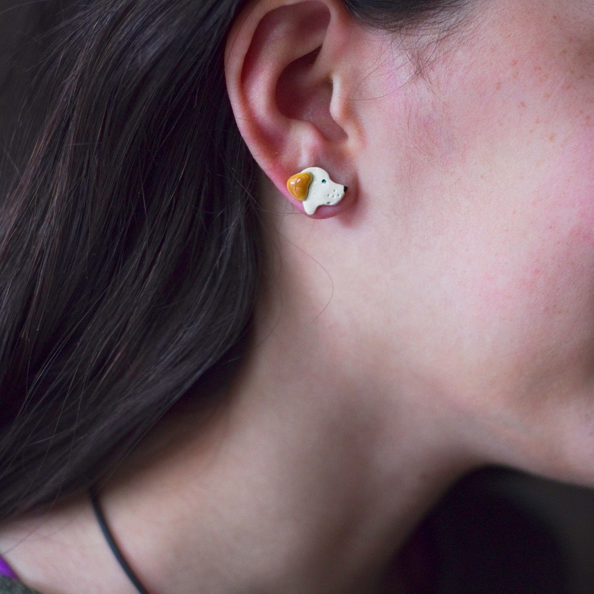 Enamel yellow labrador posts Retriever earrings Lab jewelry | Etsy