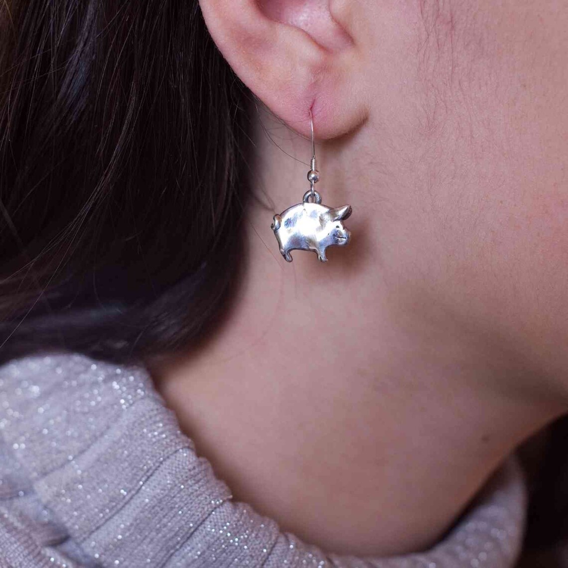 Pig Earrings in Sterling Silver - Etsy