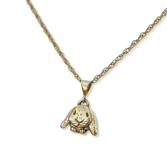 Rabbit Charm Bunny Charm 14K Gold Easter Bunny Pendant Lop - Etsy