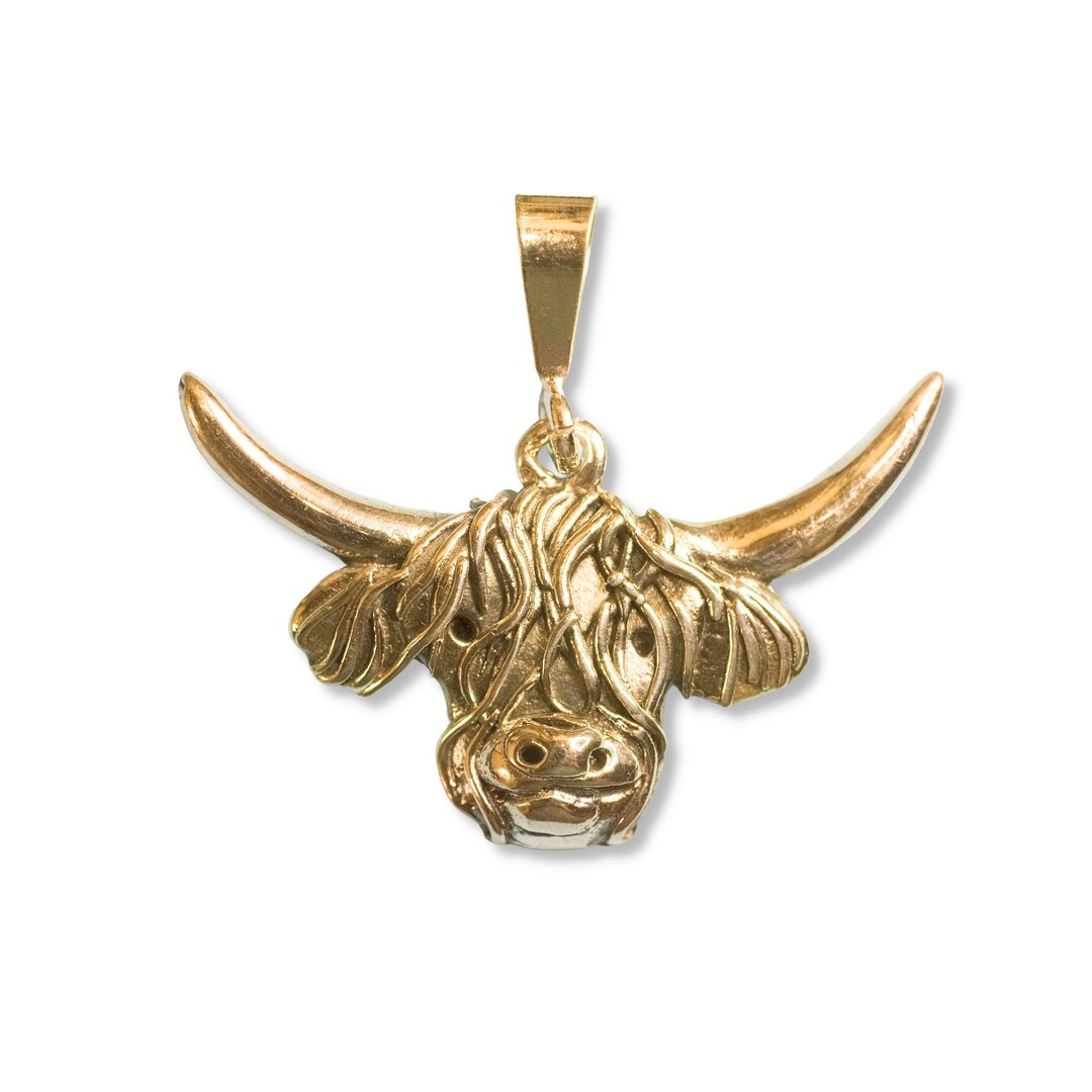 Highland Cow Pendant in 14K Solid Gold - Etsy