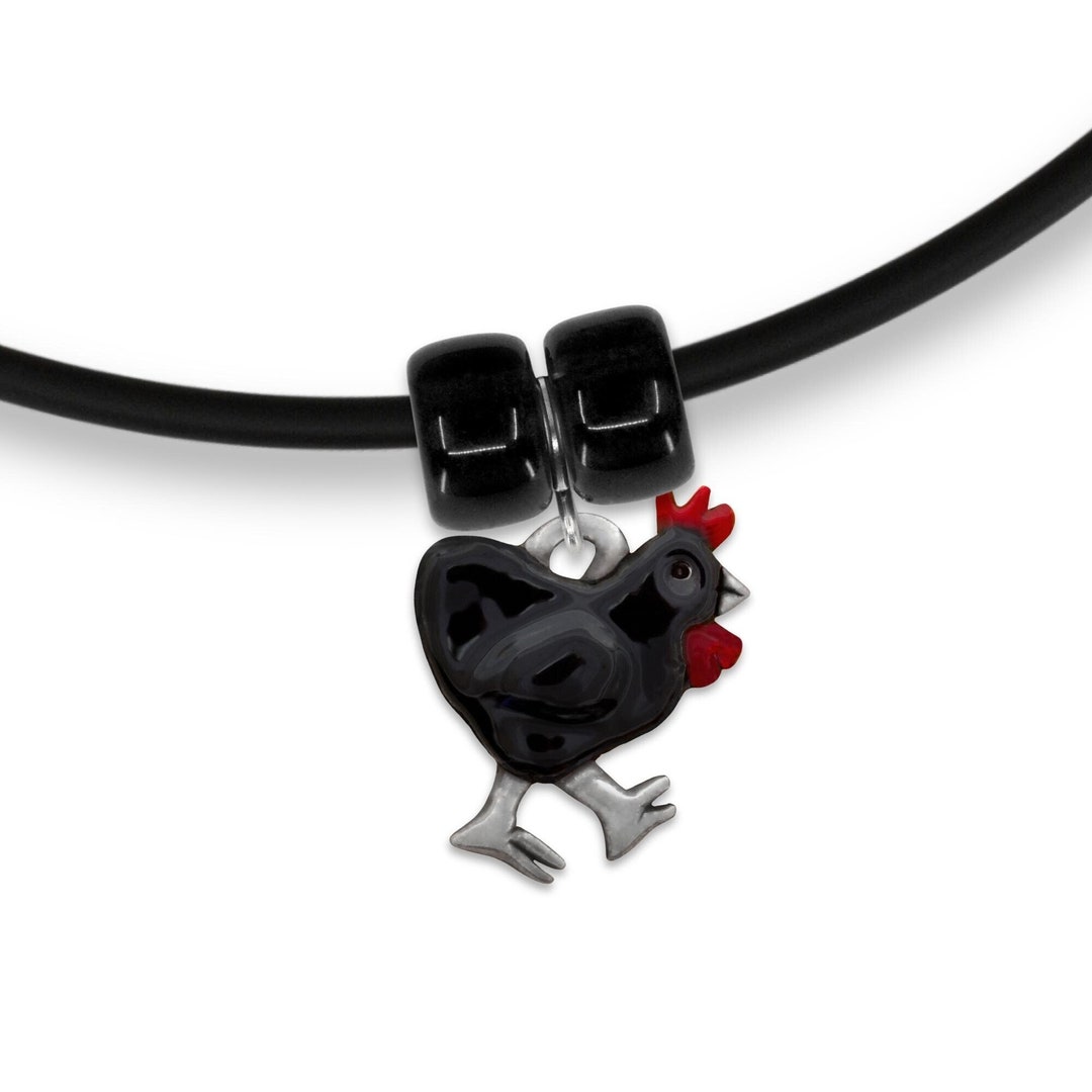 Black Chicken Necklace With Red Comb - Etsy