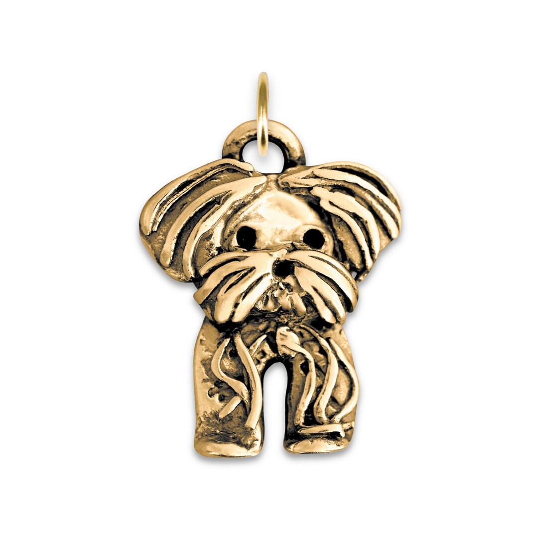 14K Gold Maltese Fluffy Dog Charm Solid Gold Maltese Charm for Charm ...