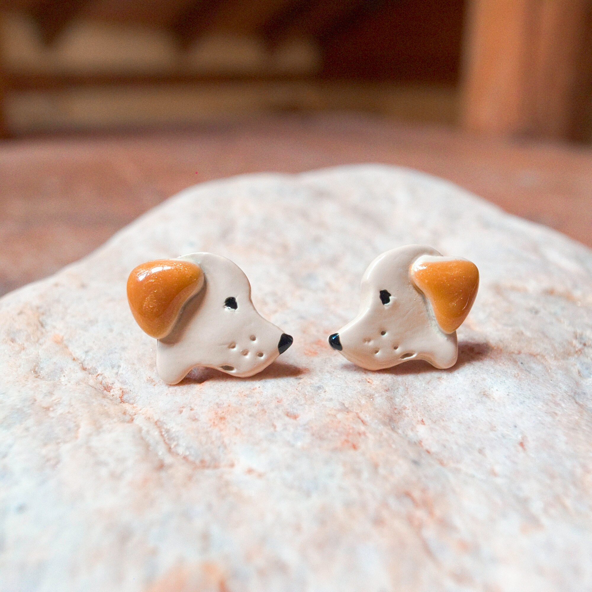 Enamel yellow labrador posts Retriever earrings Lab jewelry | Etsy