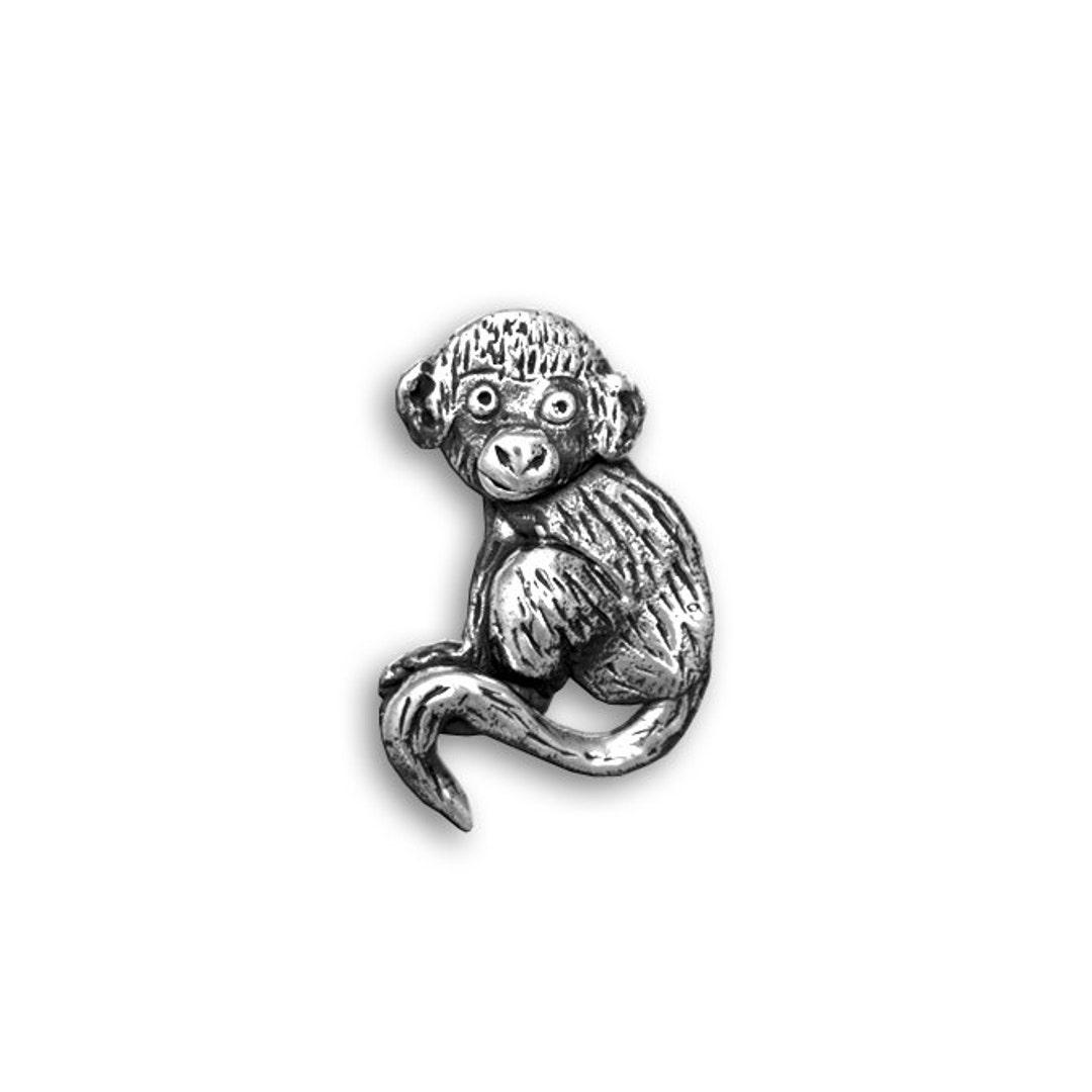 Sitting Monkey Brooch Sterling Silver - Etsy