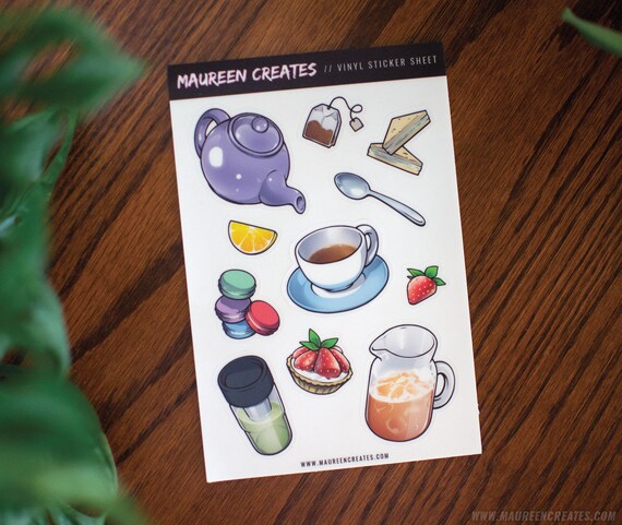 Tea Sticker Sheet Vinyl Sticker Sheet Waterproof Vinyl | Etsy