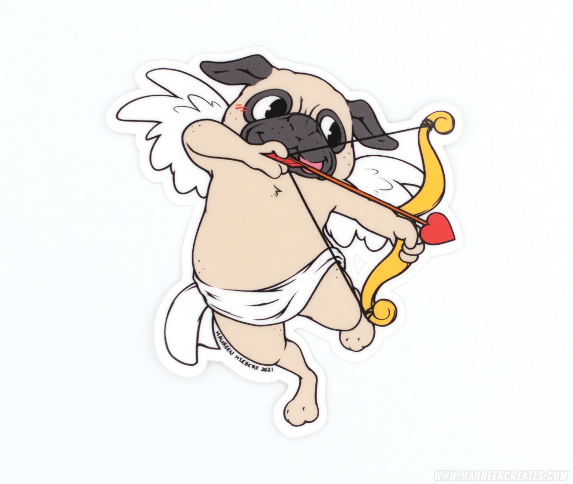 Cupid Pug Sticker Valentines Day Sticker Waterproof Vinyl - Etsy