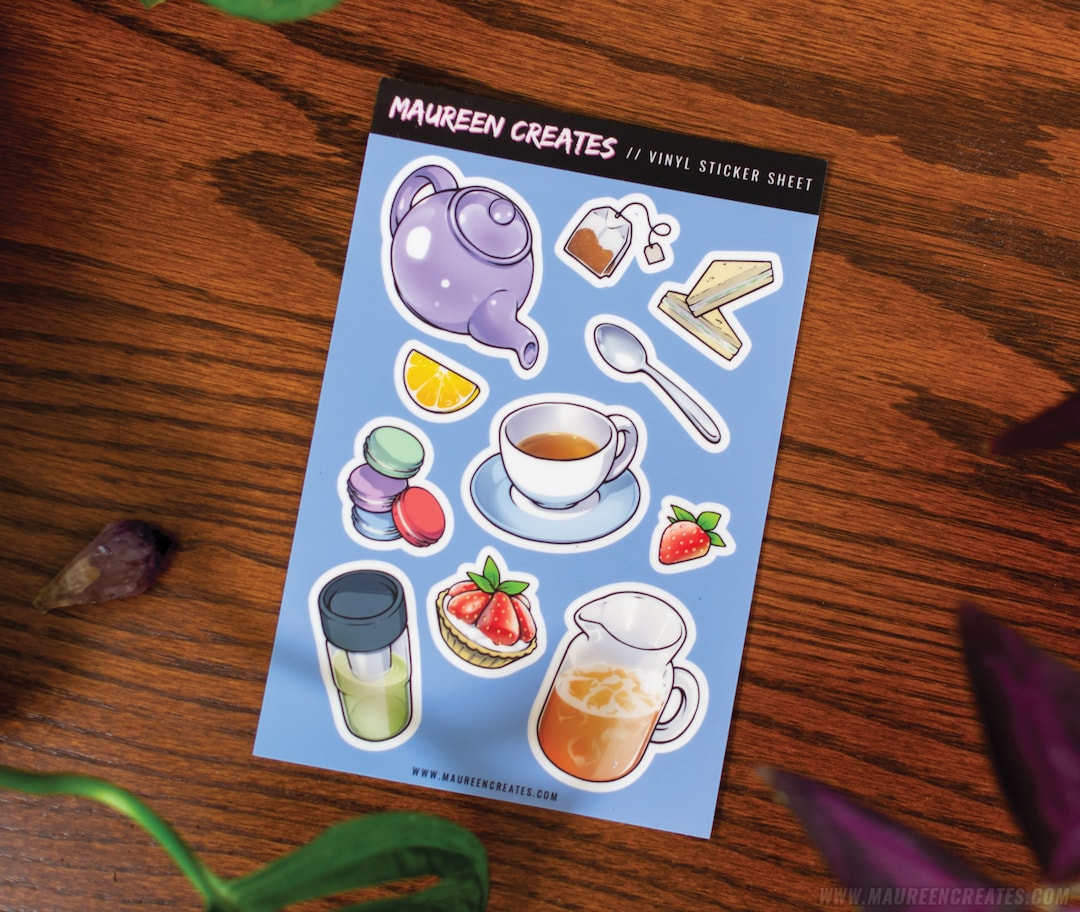 Tea Sticker Sheet Vinyl Sticker Sheet Waterproof Vinyl Stickers - Etsy