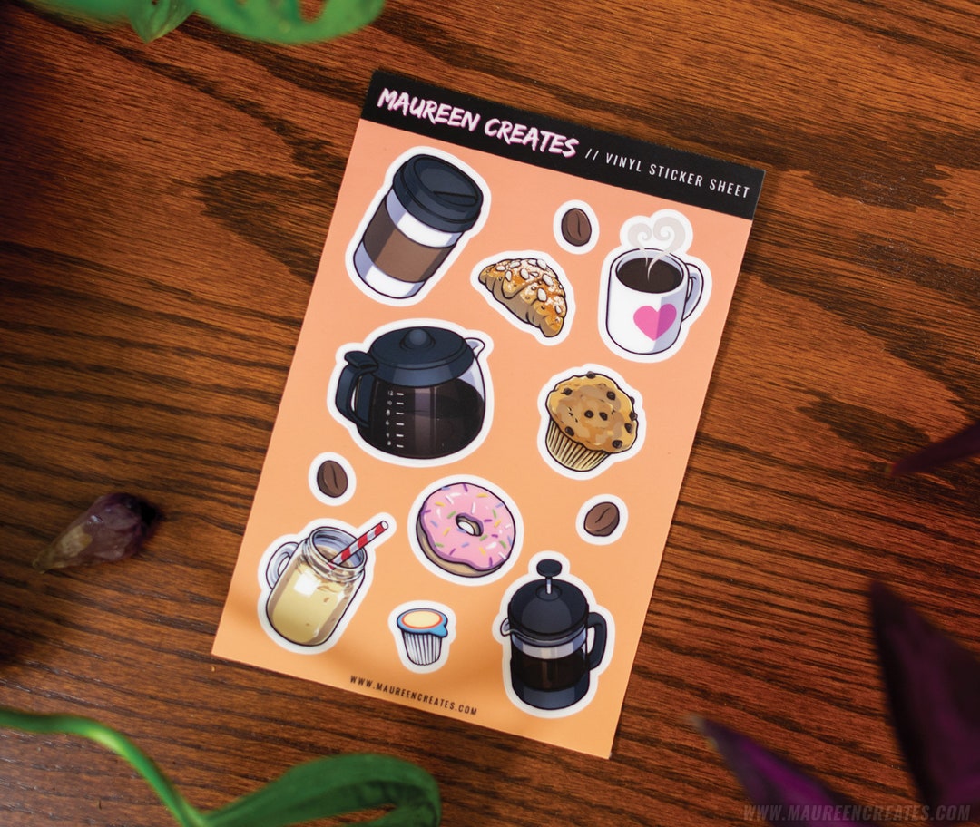 Coffee Sticker Sheet Vinyl Sticker Sheet Waterproof Vinyl Stickers - Etsy