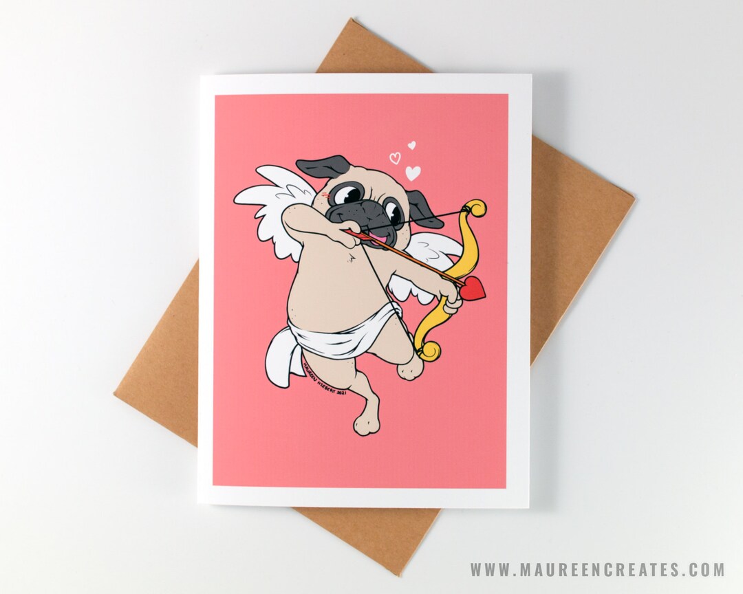 Cupid Pug Greeting Card - Anniversary Card - Valentine's Day Card - Etsy
