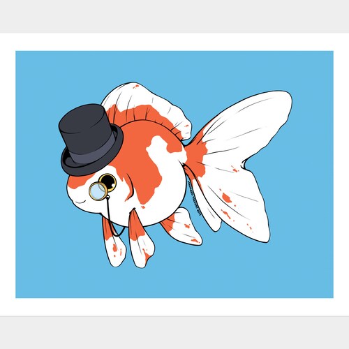 Fancy Goldfish Print Cute Animal Art Redcap Oranda and - Etsy